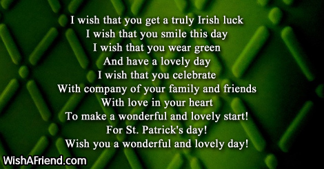 Irish luck for sure , Poem For St. Patrick's Day